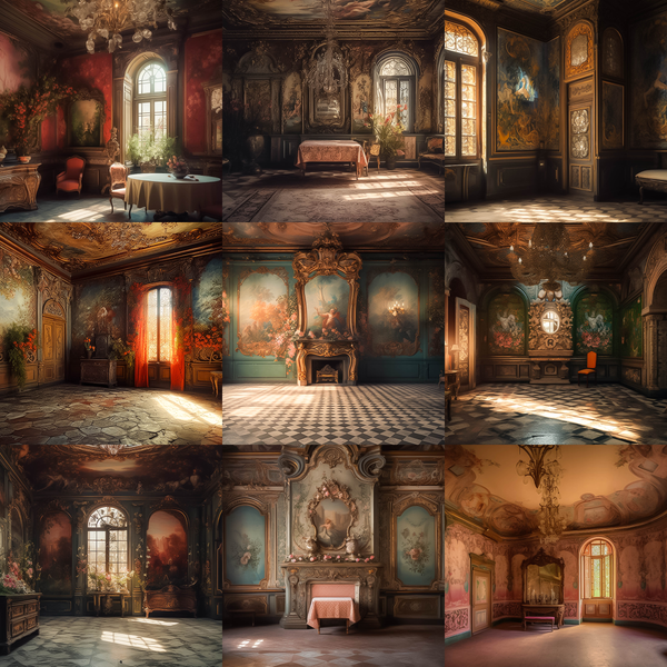 Beautiful Baroque Rooms Digital Background Bundle – Meg Bitton Productions