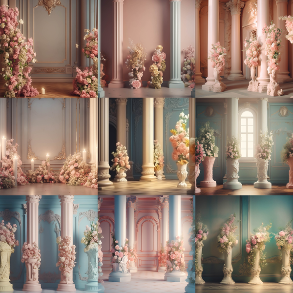 Floral Columns Digital Background Bundle – Meg Bitton Productions